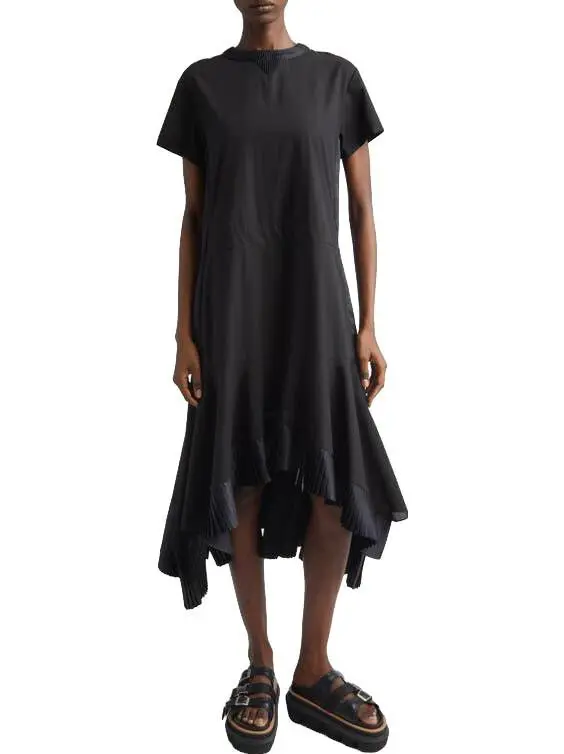 Sacai Cotton Broadcloth High-low Hem Dress - Black