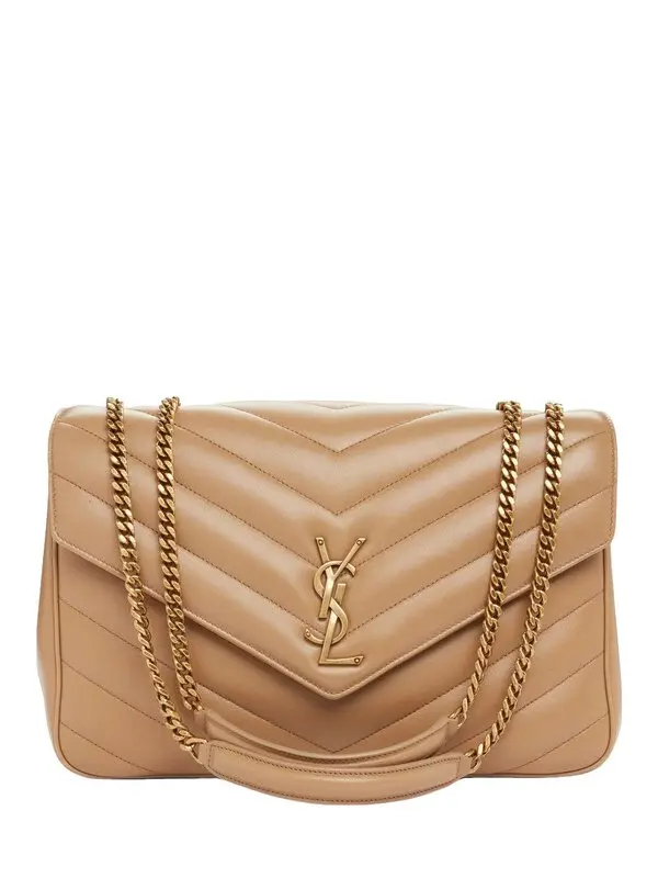 Saint Laurent Large Loulou Quilted Leather Shoulder Bag - Natural Tan