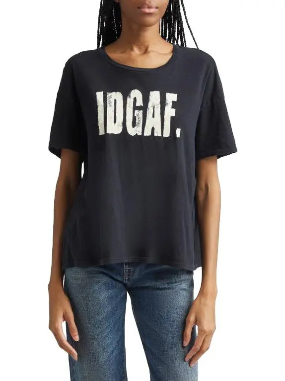 R13 Idgaf Cotton & Cashmere Graphic T-shirt - Black