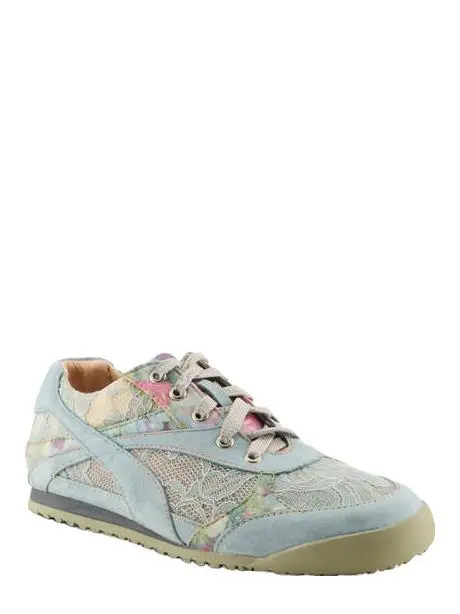 SPRING STEP SHOES Floral-embroidered Sneakers - Light Blue