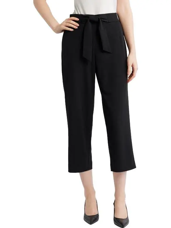 Anne Klein Tie Front Wide Leg Crop Pants - Anne Black