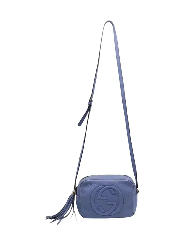 Gucci Grained Leather Tassel Crossbody Bag - Blue