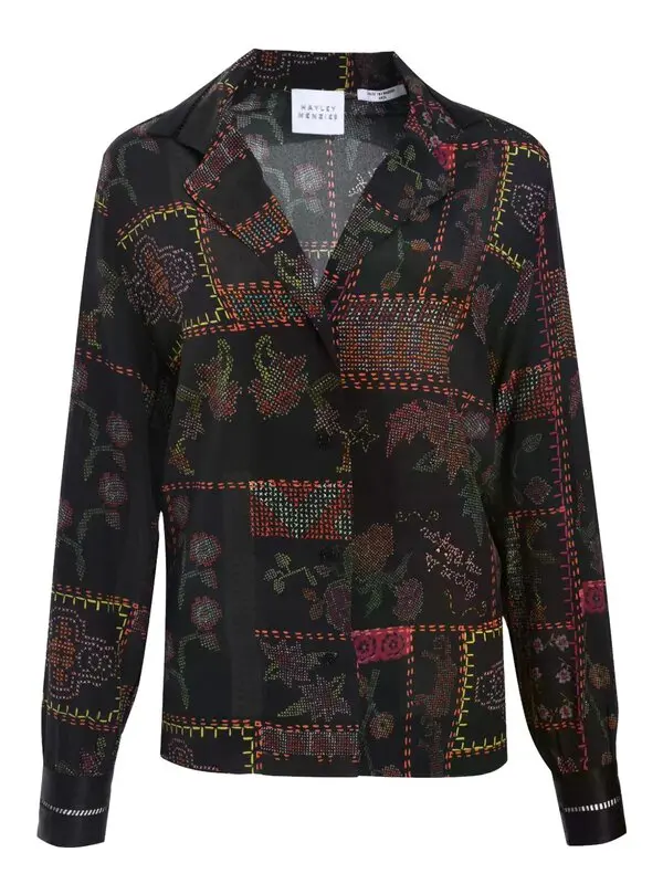HAYLEY MENZIES Floral-embroidery Shirt - Black