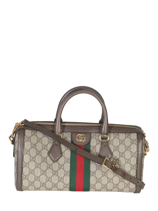 Gucci Gg Monogram Canvas Ophidia Boston Bag - Brown