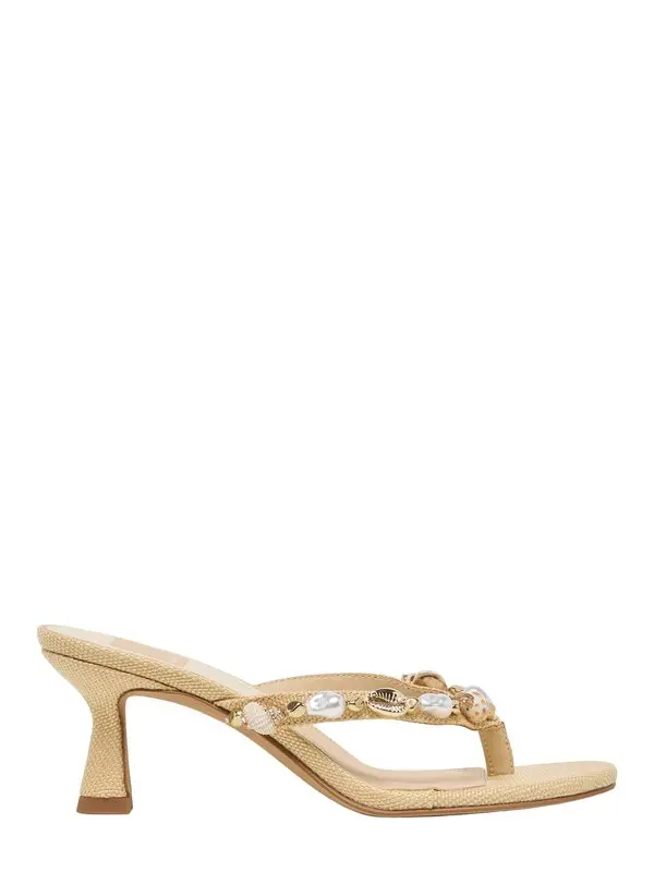 DOLCEVITA Daksie Beaded Thong Heels - Lt Natural Raffia