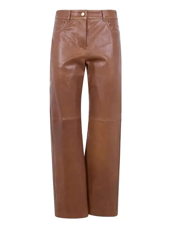 Max Mara Smmviolino Leather Trousers - Brown