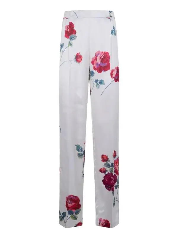 N.21 Floral Printed Canvas Trousers - White