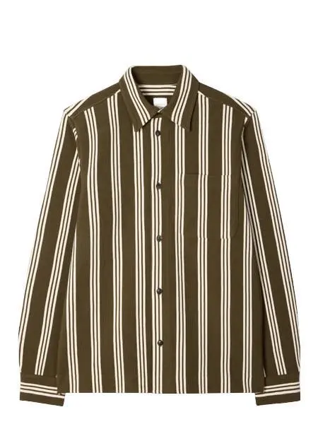 Paul Smith Khaki Cotton-blend Jersey Stripe Shirt - Green