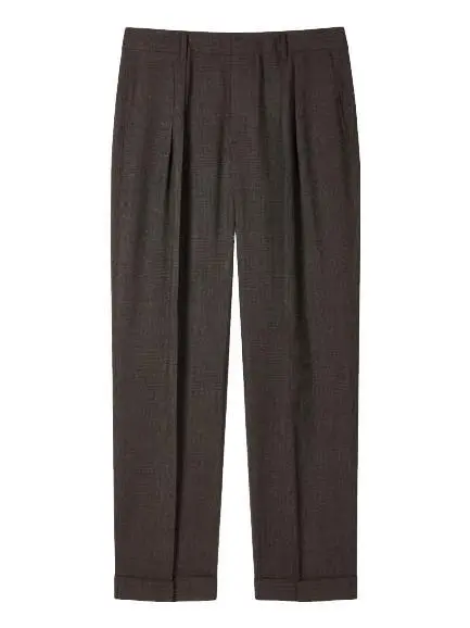 Paul Smith Check Two-ply Merino Pleated Trousers - Grey