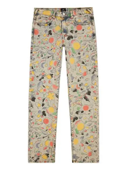 Paul Smith Relaxed Tapered-fit 'good Fortune Floral' Print Jeans - White