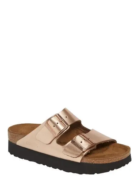BIRKENSTOCK Papillio Arizona Platform Sandal - Metallic Copper Leather