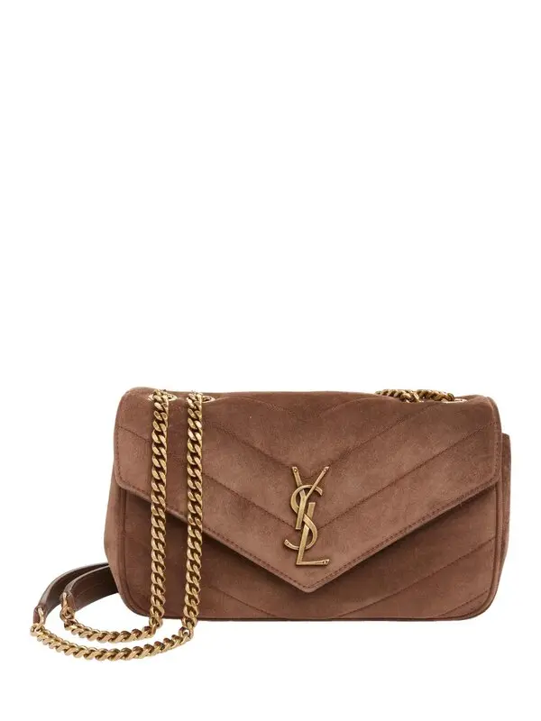 Saint Laurent Small Loulou Chain Leather Shoulder Bag - Brown Coffee