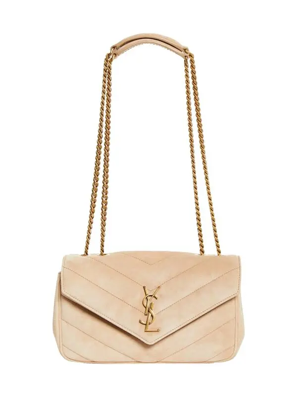 Saint Laurent Small Loulou Chain Leather Shoulder Bag - Soft Beige