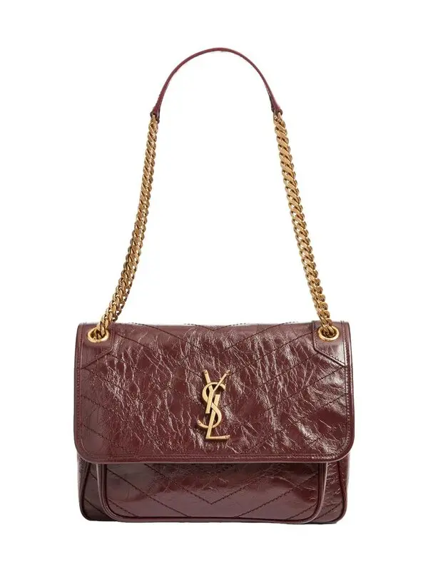 Saint Laurent Medium Niki Leather Shoulder Bag - Rouge Cabernet