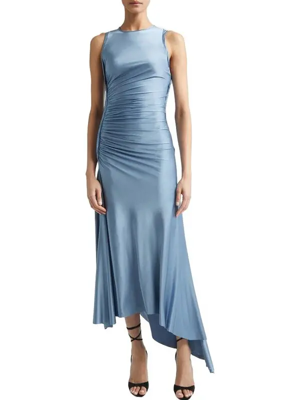 Victoria Beckham Twist Sleeveless Asymmetric Jersey Dress - Stone
