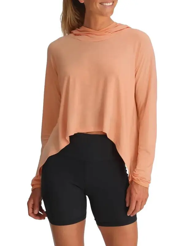 FREE FLY Lightweight Crop Hoodie - Coral Peach