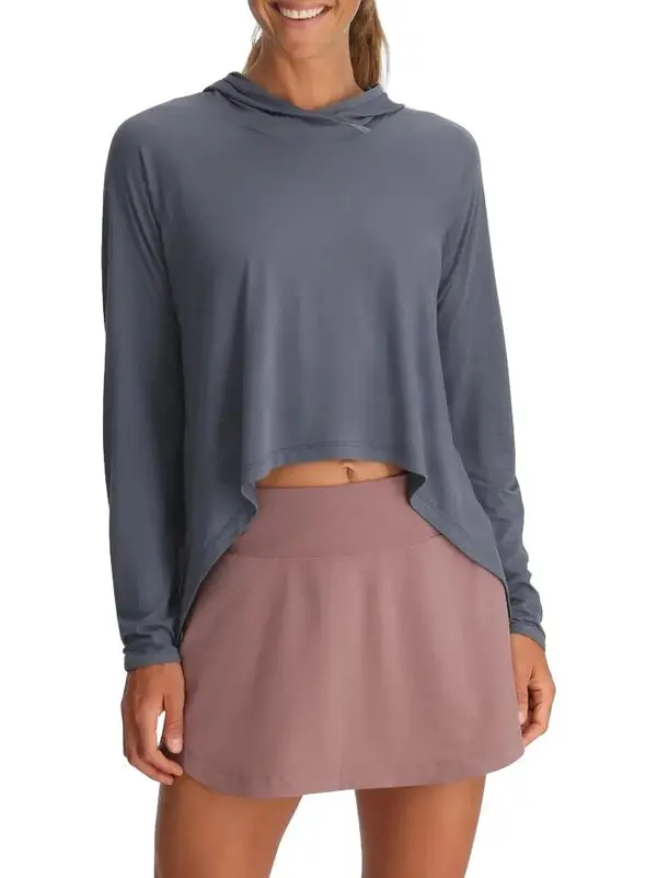 FREE FLY Lightweight Crop Hoodie - Storm Cloud