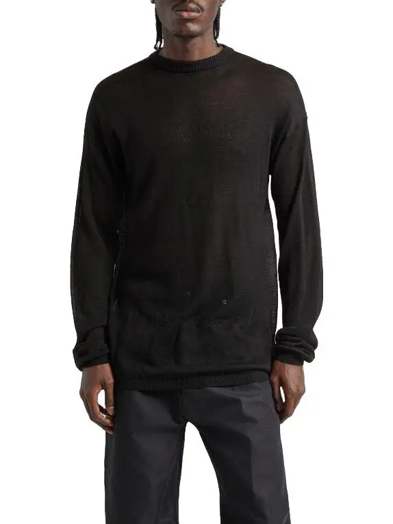 Rick Owens Temple Rivet Sheer Virgin Wool Sweater - Black