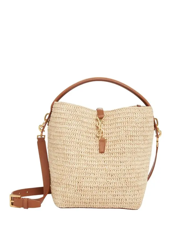 Saint Laurent Le 37 Raffia Bucket Bag - Naturel/brick