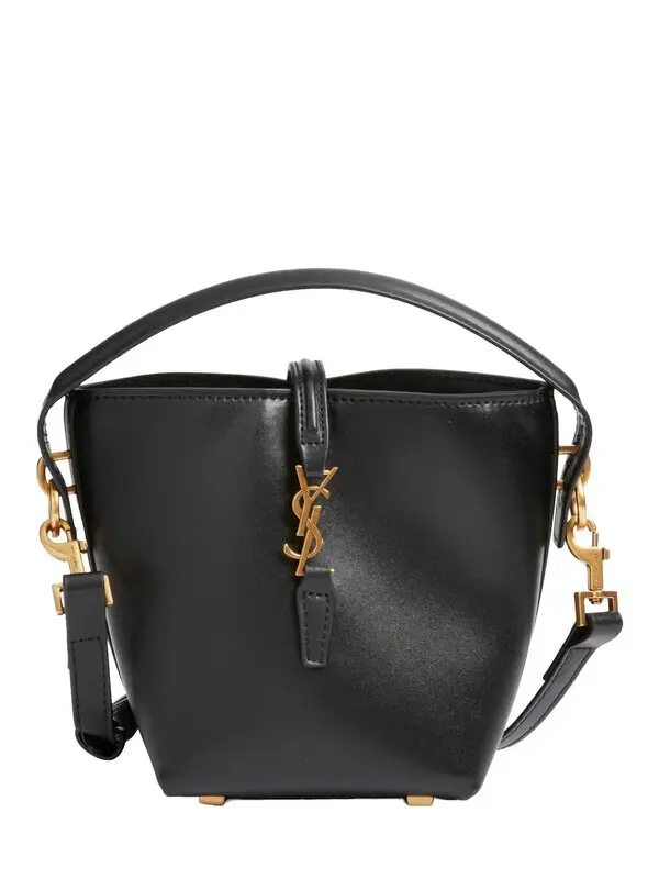 Saint Laurent Micro Le 37 Leather Bucket Bag - Noir