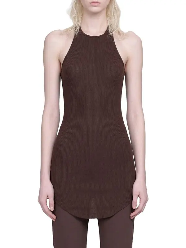 Rick Owens Ribbed Halter Neck T-shirt - Brown