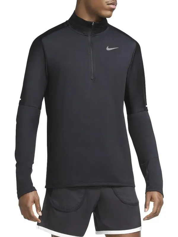 Nike Dri-fit Half Zip Running Top - Black/reflective Silver