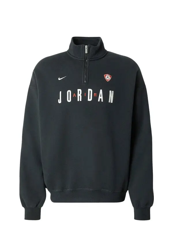 JORDAN Flight Graphic Fleece Quarter Zip - Black