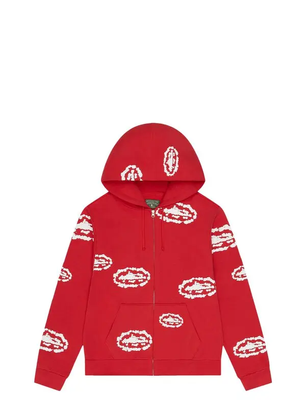 DENIM TEARS X Cortiez Island Wreath Zip Hoodie - Red