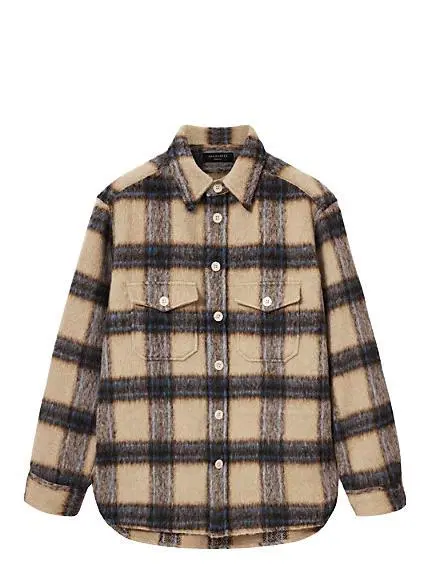 ALLSAINTS Mogamy Checked Woven Shirt Xxl - Beige