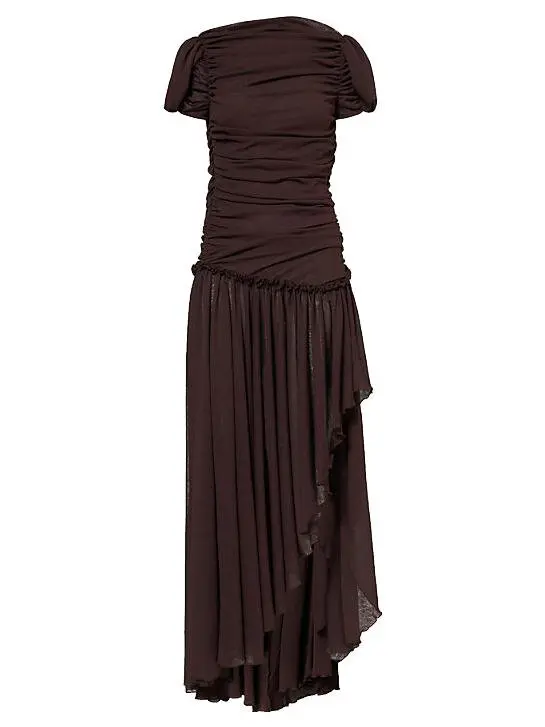 SIEDRES Adeline Ruched Backless Maxi Dress - Brown