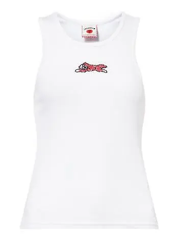 ICECREAM Beaded-logo Ribbed Tank Top - White