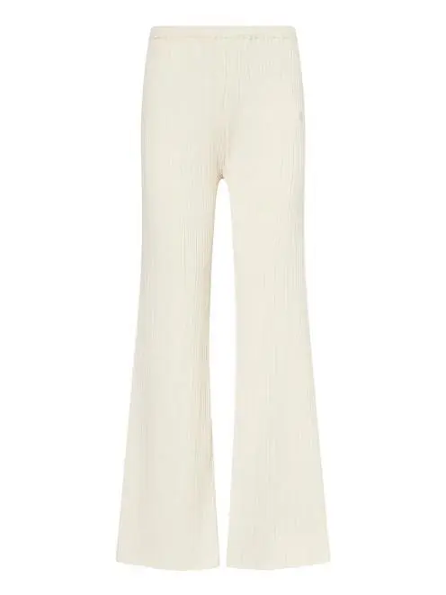 THE COUTURE CLUB Logo-embroidered Stretch-rib Knitted Jogging Bottoms - Offwhite