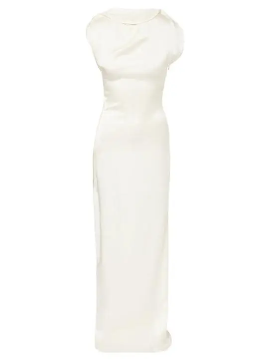 Victoria Beckham Satin Maxi Dress - Ivory
