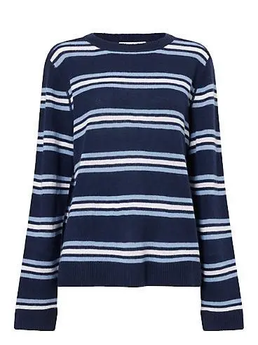 REFORMATION Striped Cashmere Jumper - Navy Multi Stripe