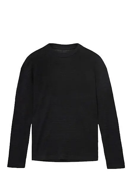 ALLSAINTS Crew Textured-stripe Cotton T-shirt - Jet Black