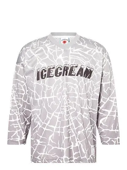 ICECREAM Cracked Ice Hockey Long-sleeves Woven T- Shirt - Grey