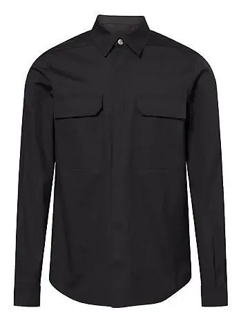 Rick Owens Relaxed-fit Long-sleeves Stretch-cotton Overshirt - Black