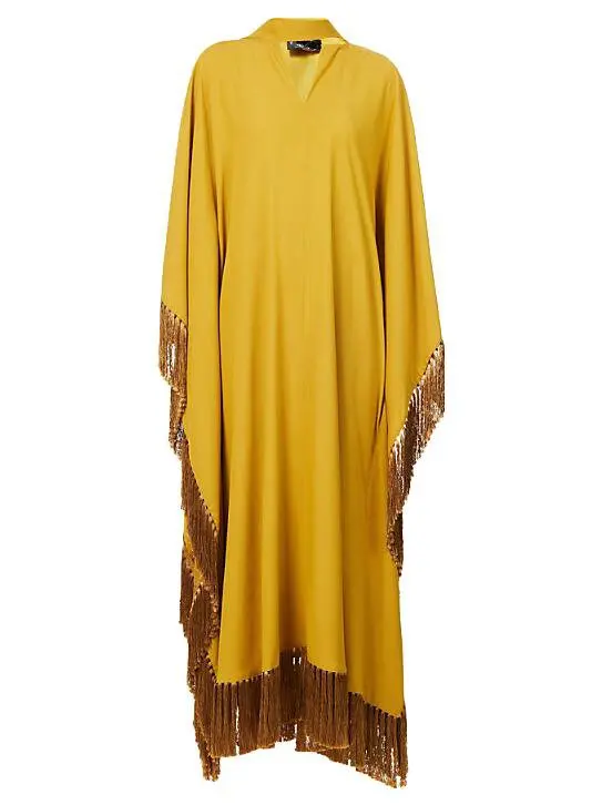 TALLER MARMO Hammamet Fringed Woven Kaftan - Amber