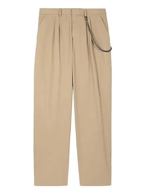 The Kooples Chain-embellished Straight-leg Trousers - Sand