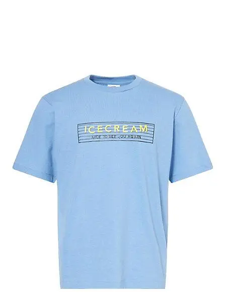ICECREAM Nice To See You Crewneck Cotton-jersey T-shirt - Light Blue