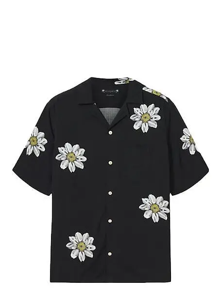 ALLSAINTS Petal Graphic-print Woven Shirt - Jet Black