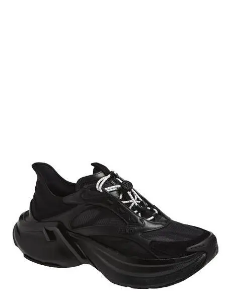 Fendi F-light Mixed Media Sneaker - Black