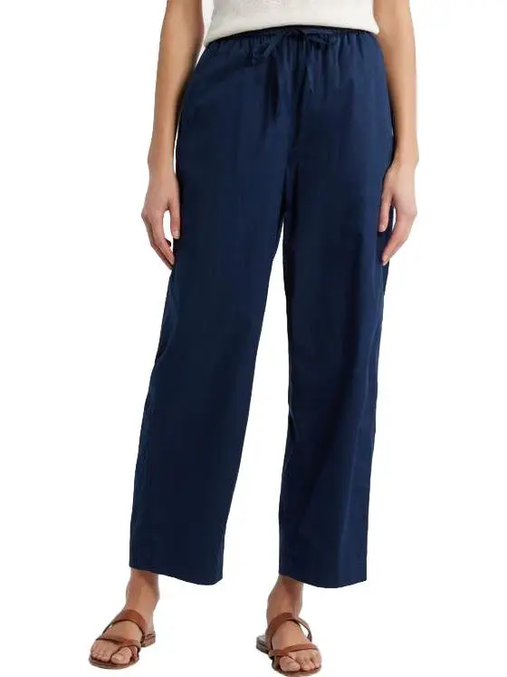 Caslon Stretch Cotton Drawstring Ankle Pants - Navy Still