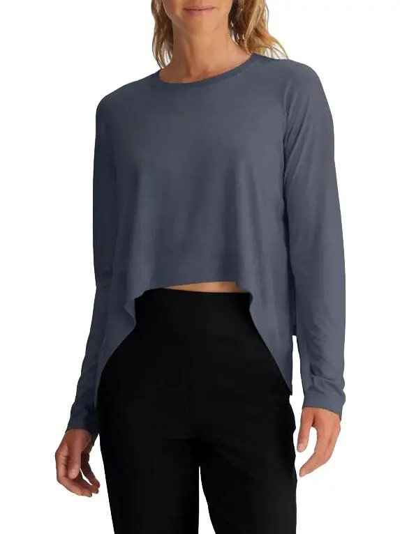 FREE FLY Crop Long Sleeve Top - Storm Cloud