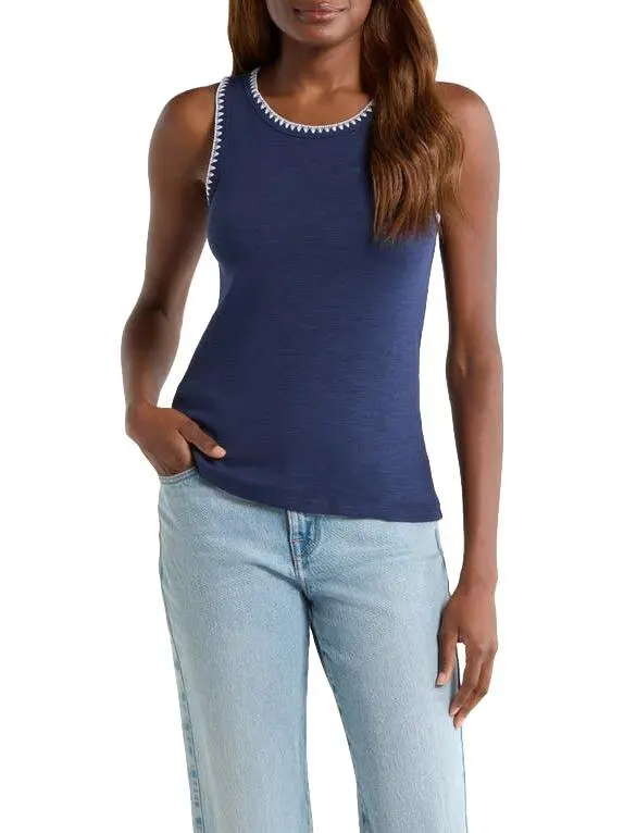 Tommy Bahama Ashby Isles Embroidered Slubbed Cotton Tank - Coastline