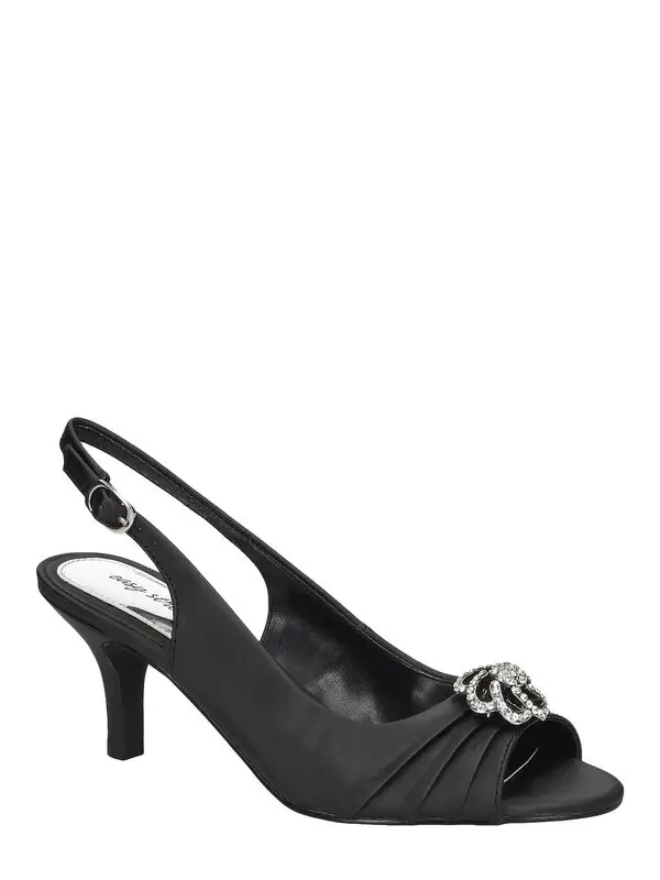 EASY WORKS BY EASY STREET Poise Slingback Sandal - Black Satin