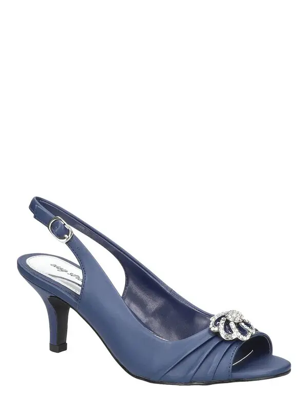 EASY WORKS BY EASY STREET Poise Slingback Sandal - Navy Satin