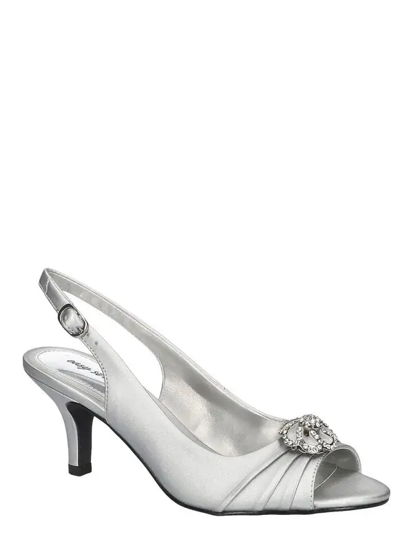 EASY WORKS BY EASY STREET Poise Slingback Sandal - Silver Satin