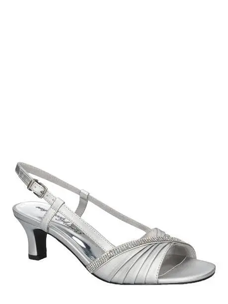 EASY WORKS BY EASY STREET Delite Slingback Sandal - Silver Satin-stones