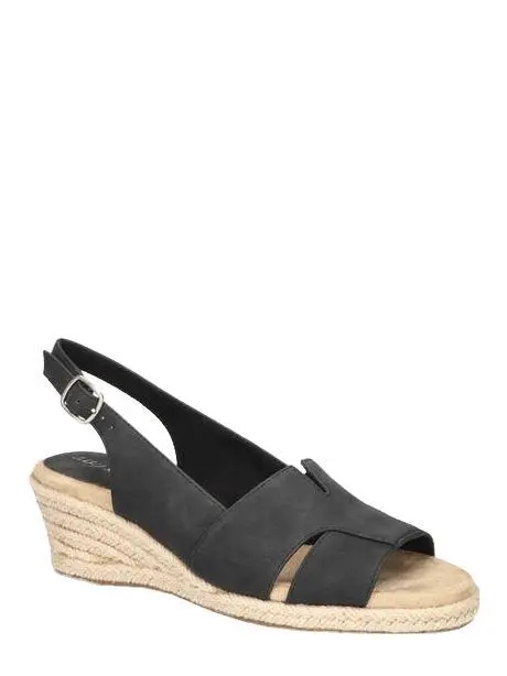 EASY WORKS BY EASY STREET Resort Slingback Wedge Sandal - Black